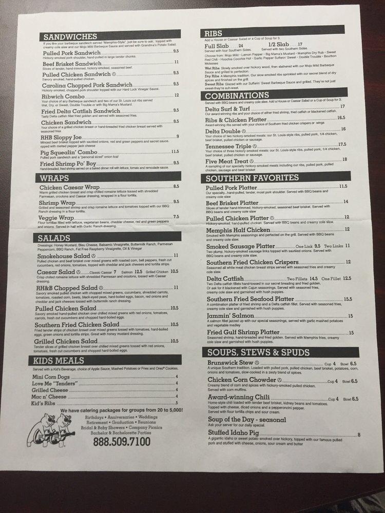 Menu at Red Hot and Blue Fairfax BBQ, Fairfax