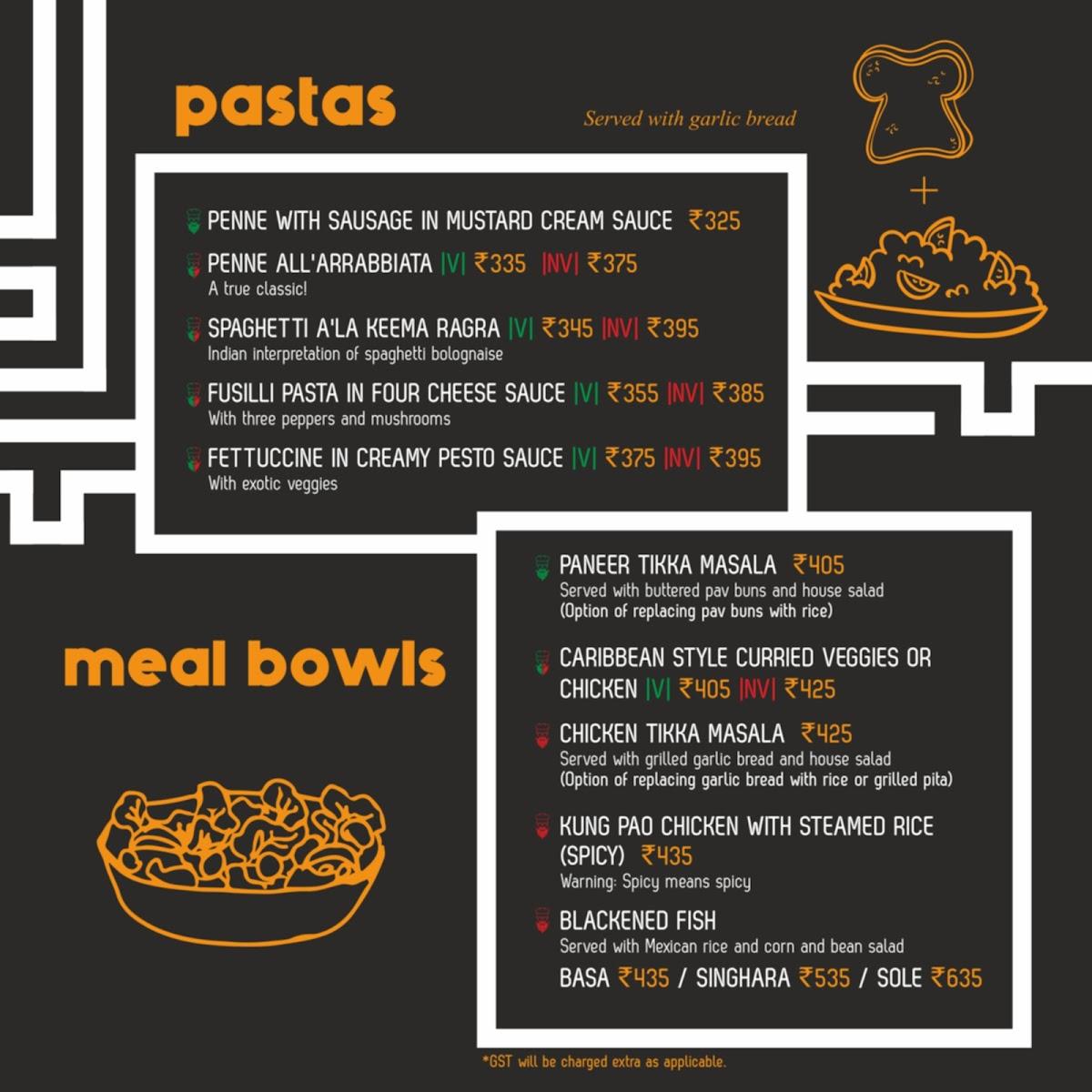 Menu at The Big Bro, Panchkula