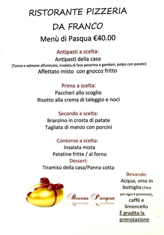 Menu da Ristorante Da Franco, Monza