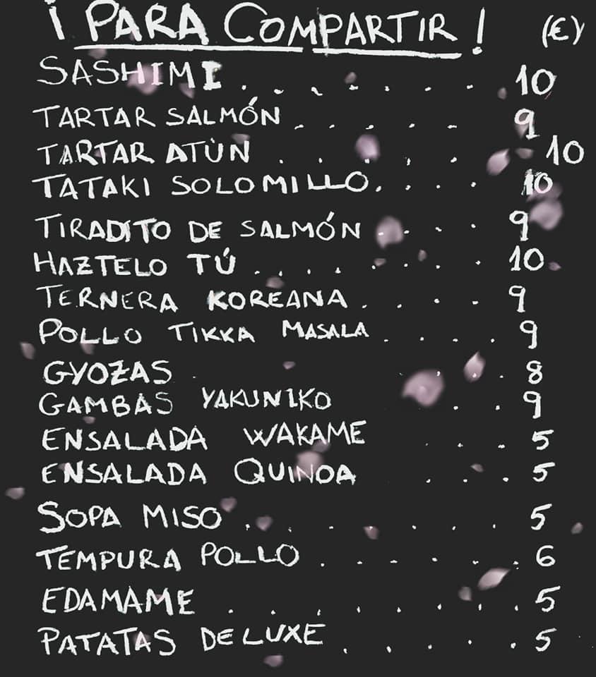 Menu at Nigiri Bar, Lalín
