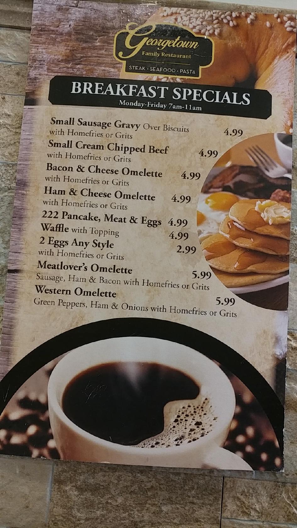 Menu at Georgetown Family Restaurant, Georgetown