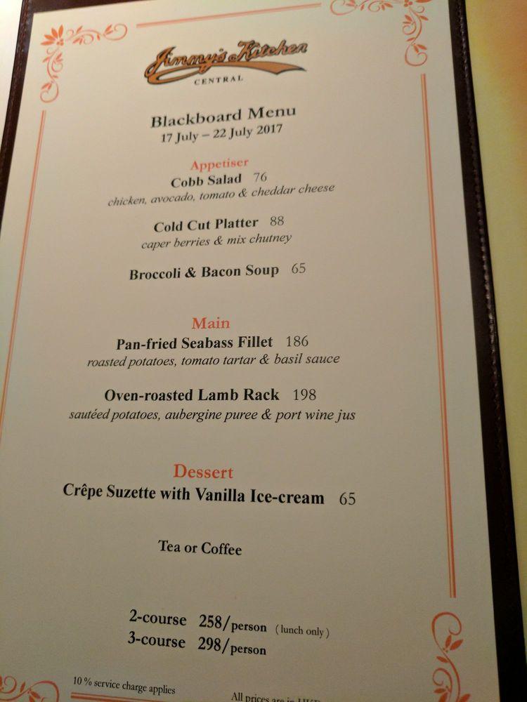 Menu at Jimmy's Kitchen pub & bar, Hong Kong, M/F