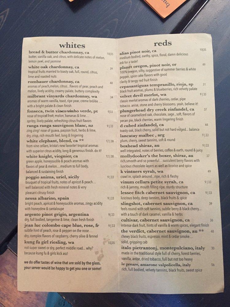 Menu at Krista's pub & bar, Cornish