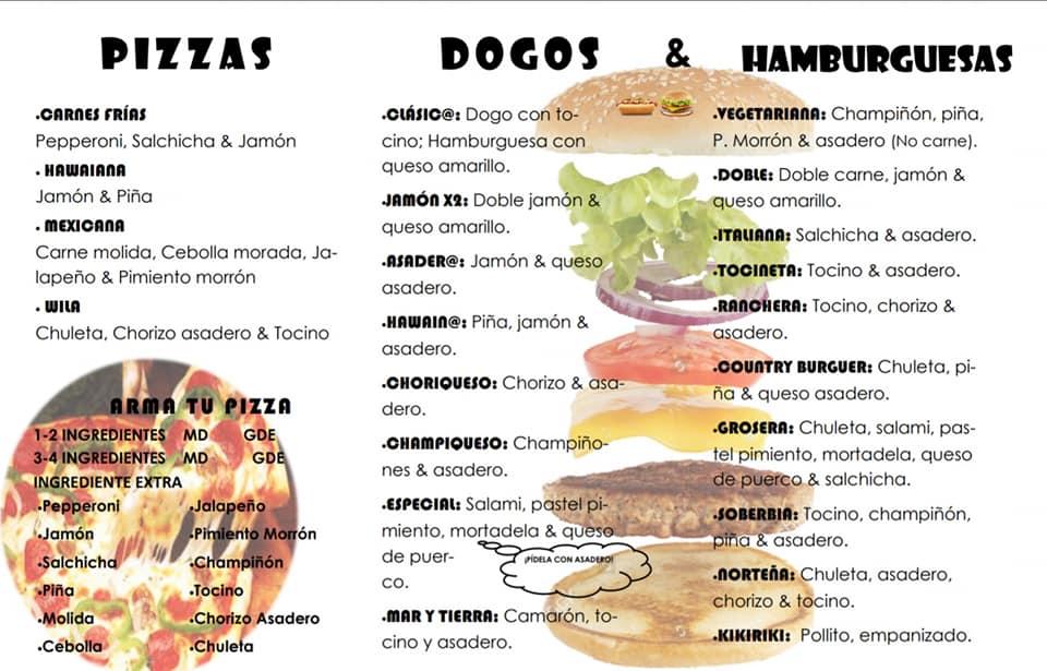 Menu at Pizzas y Hamburguesas Chicho restaurant, Tuxpan