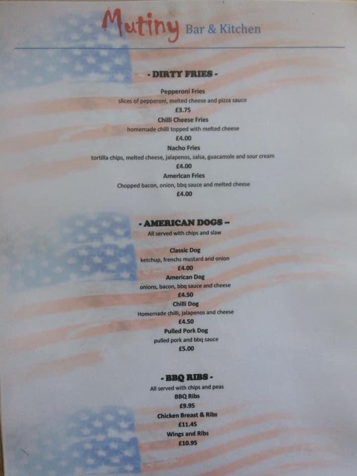 Menu at Mutiny pub & bar, Scarborough
