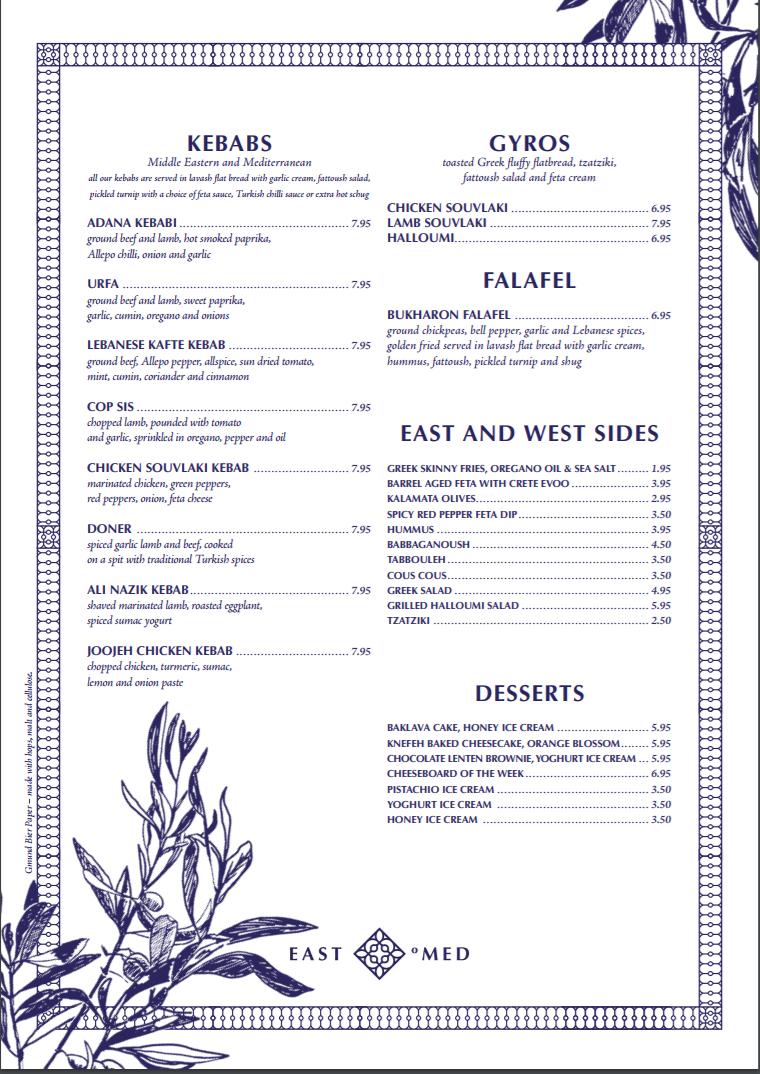 Menu at Panang restaurant, Glasgow