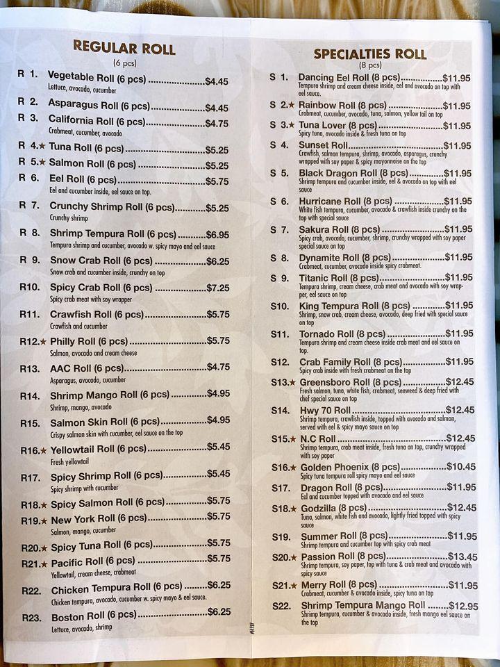 Menu at Sakura Express restaurant, Randleman, High Point St