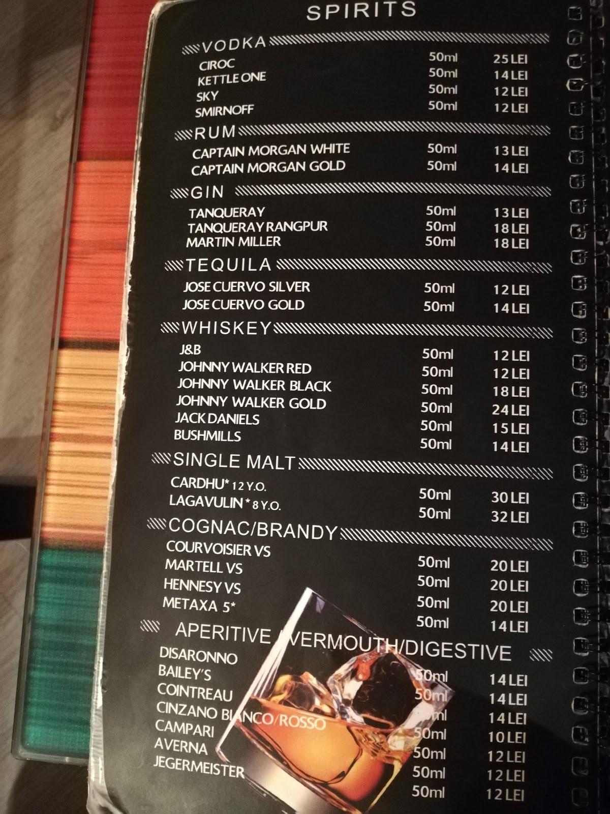 Menu at Skyfall Rooftop Lounge, Piatra Neamț