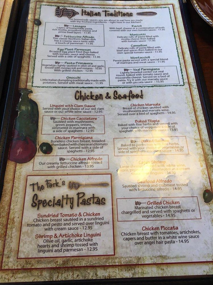 Menu at Spinning Fork restaurant, Fairfield