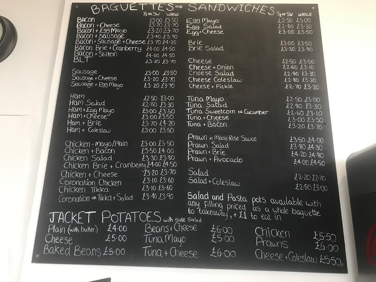 Menu at The Lunch Box cafe, East Cowes