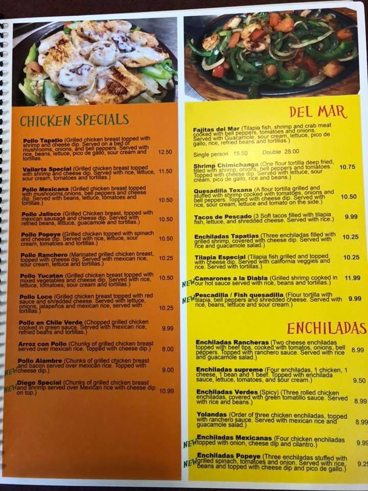 Menu at El Nopal Sullivan restaurant, Sullivan, 148 S Service Rd W