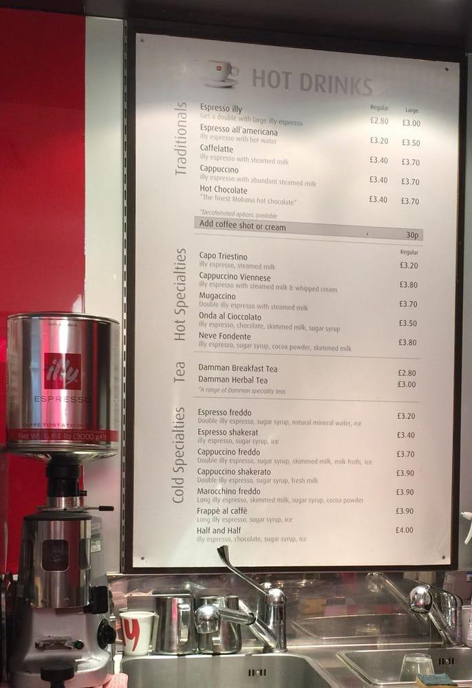 Menu at Espressamente Illy cafe, London, Hartmann Rd