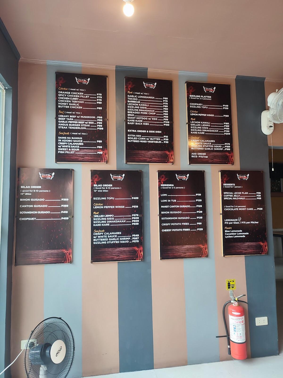 Menu at Kuya Jom's Sizzling House restaurant, Plaridel