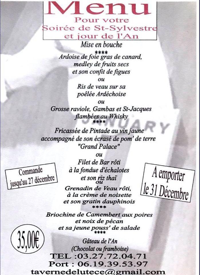 Menu au La Taverne de Lutèce restaurant, Cambrai