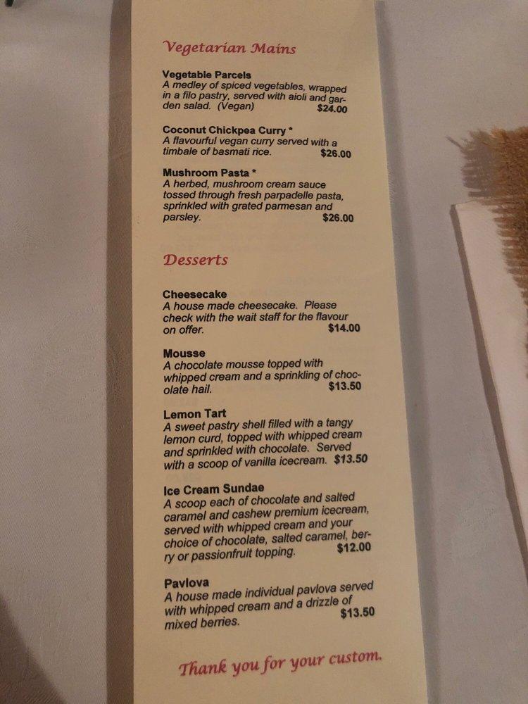 Menu at Red Stag Restaurant, Fairlie