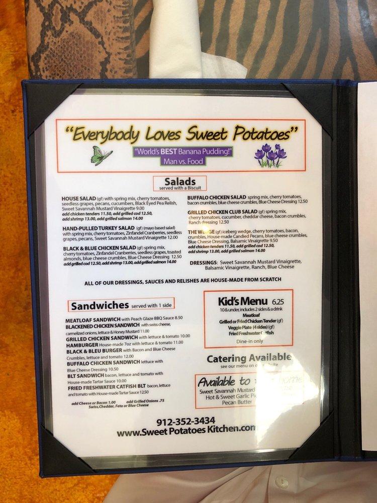 Menu at Sweet Potatoes Kitchen restaurant, Savannah