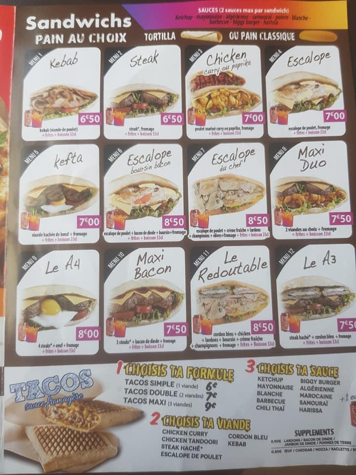 Menu au Break Time restaurant, Magny-les-Hameaux