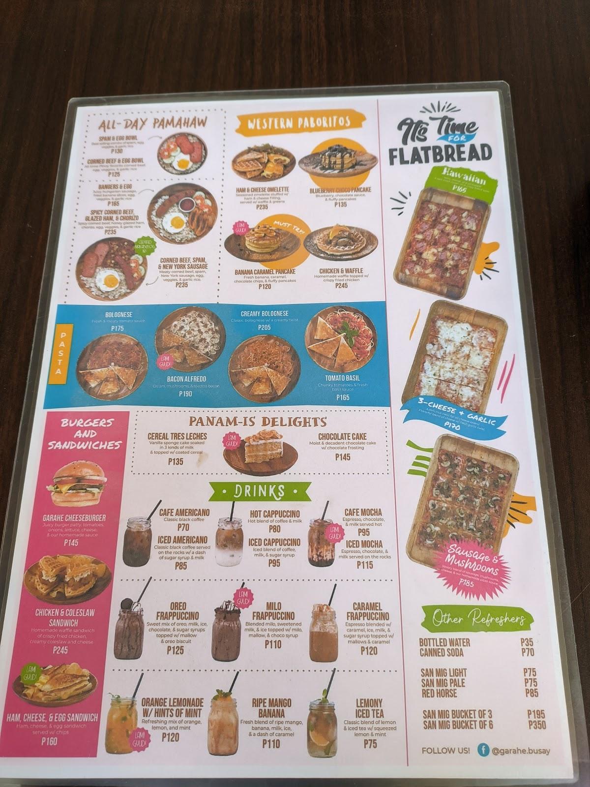 Carta del restaurante El-Grahe De Busay, Cebú