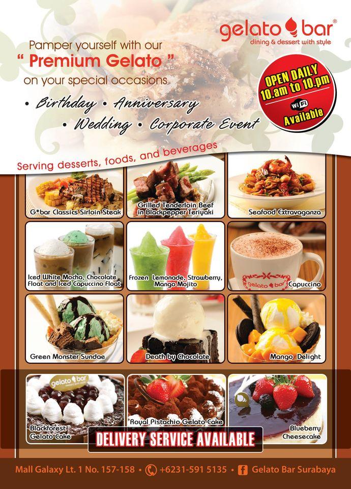 Menu at Gelato Fod restaurant, Surabaya, Jl. Dharma Husada Indah Timur ...