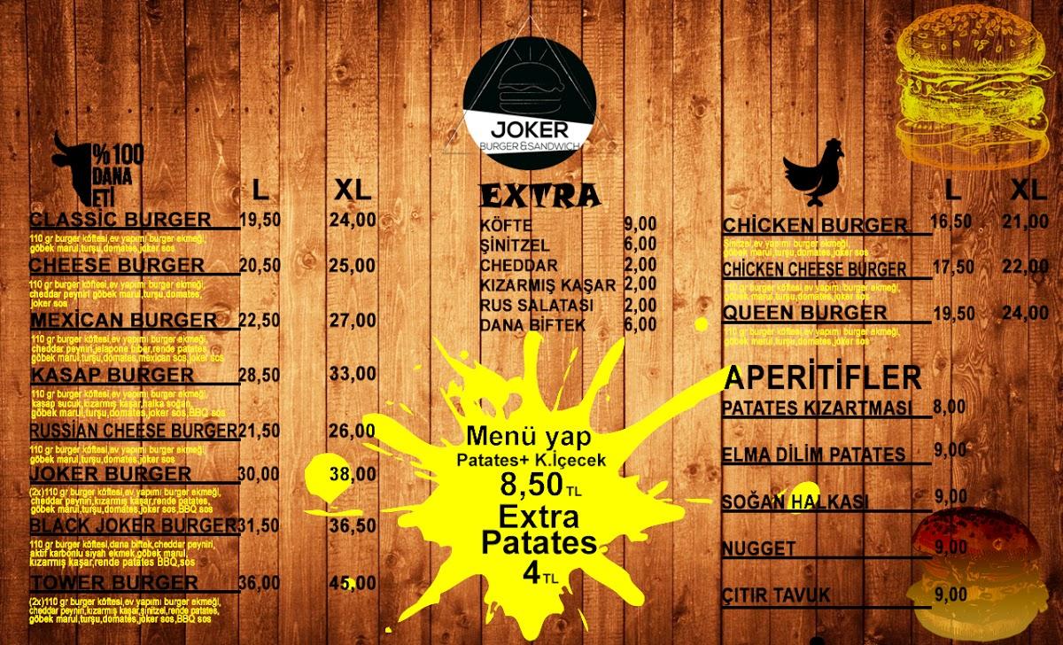 Menu at JOKER BURGER SANDİVİÇ, Izmir