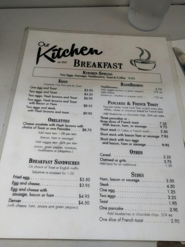 Menu at Our Kitchen restaurant, Minneapolis