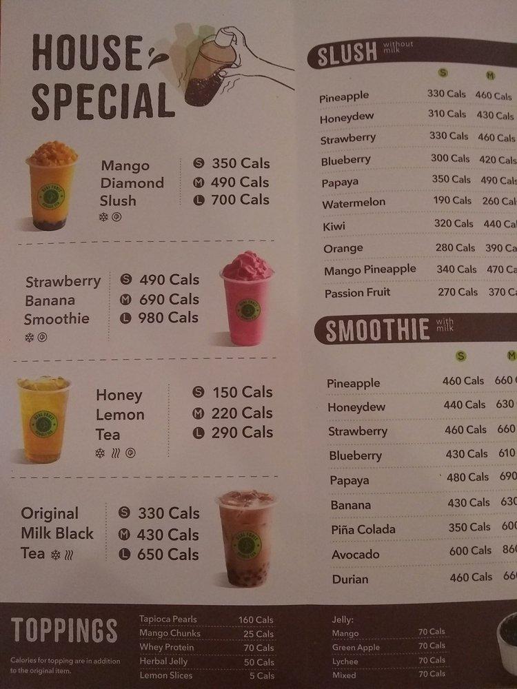 Carta del pub y bar Real Fruit Bubble Tea, Ottawa, 100 Bayshore Drive