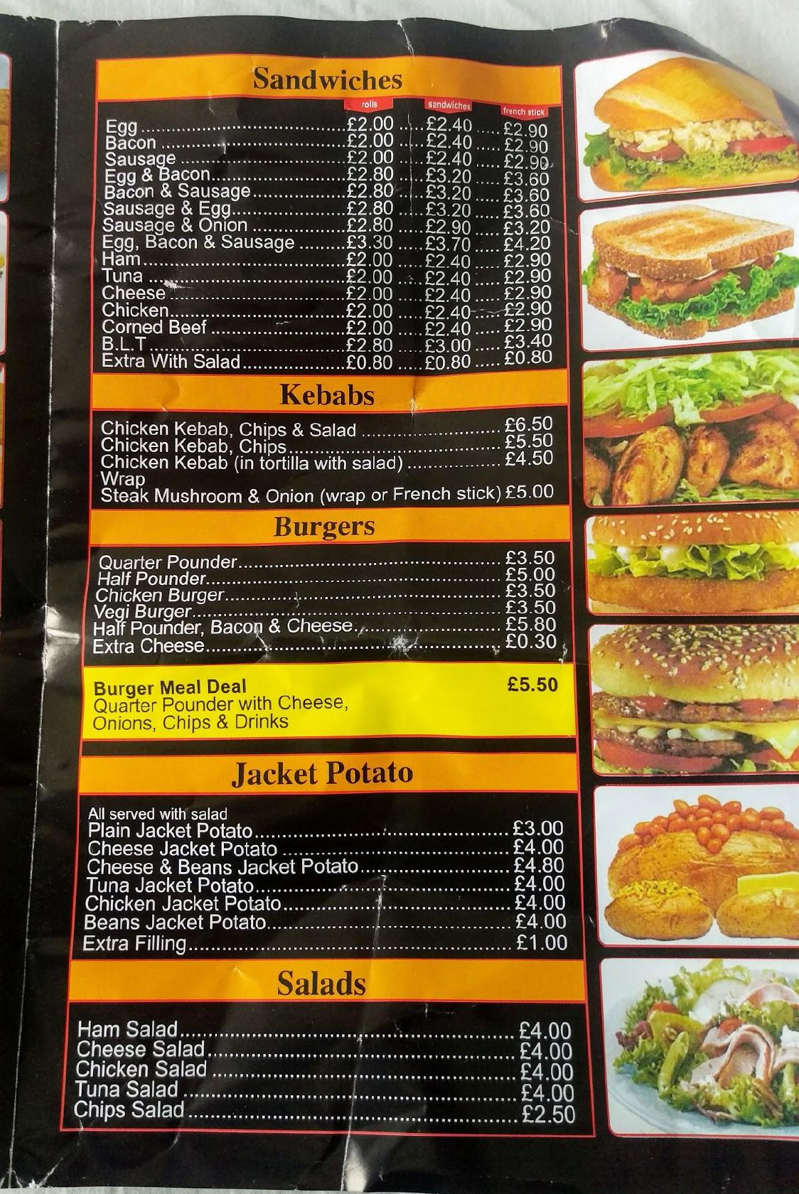 Menu at The Breakfast Box restaurant, London