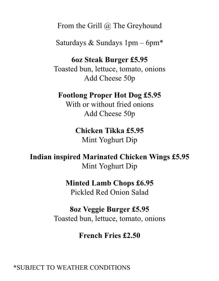 Menu at The Greyhound Inn pub & bar, Wolverhampton, The Greyhound