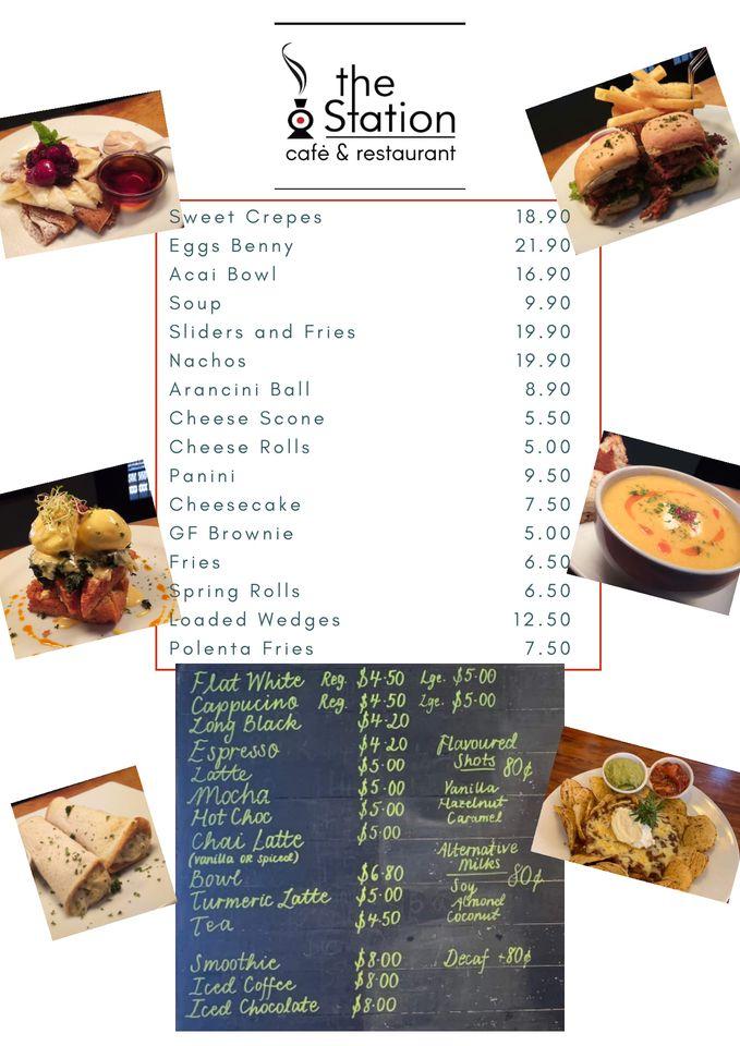 Menu at The Station Pottery Cafe, Rangiora, 2 Blackett St