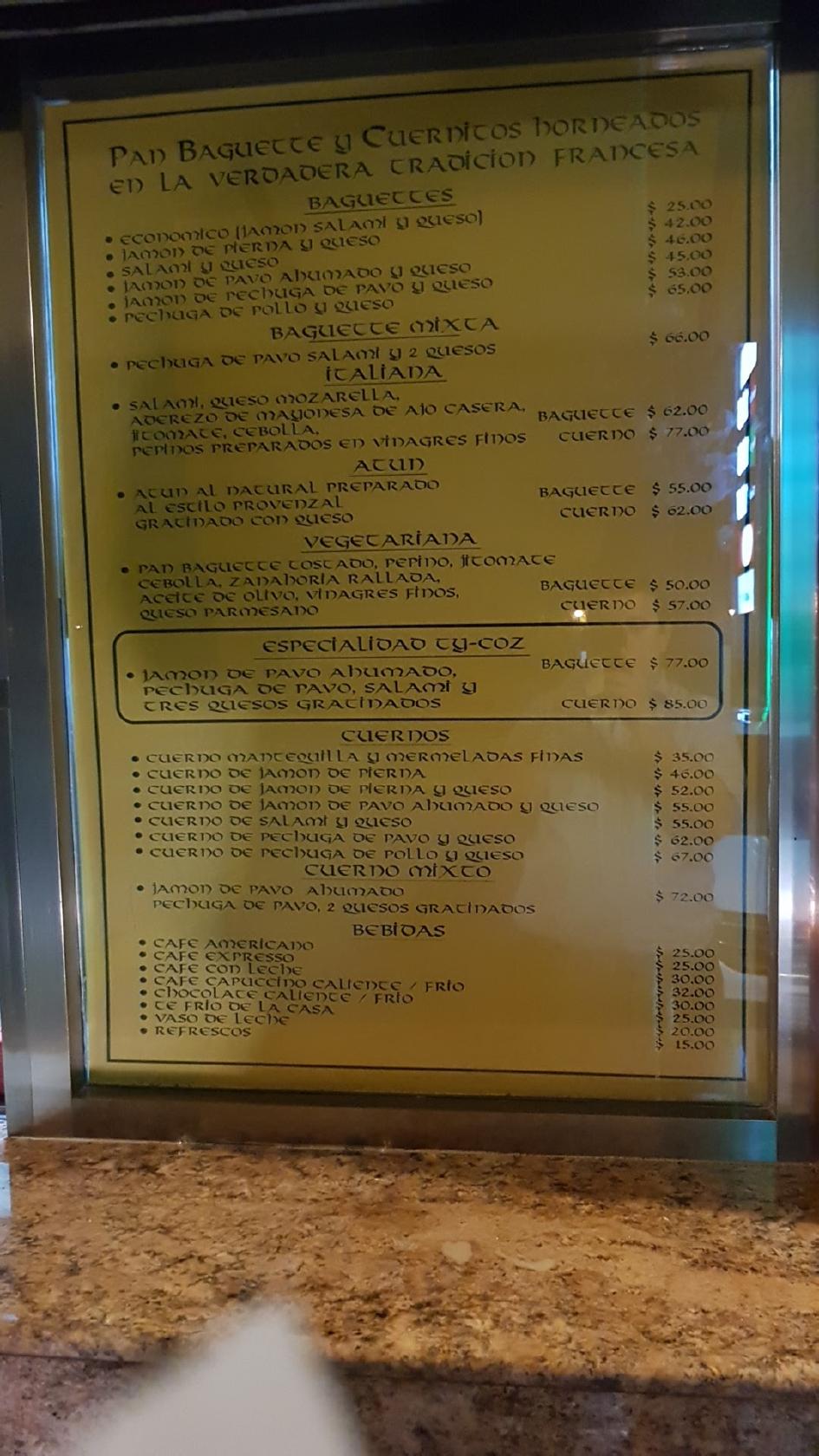 Carta de comida rápida Ty-coz Express (Kabah), Cancún, Av. Rodrigo ...