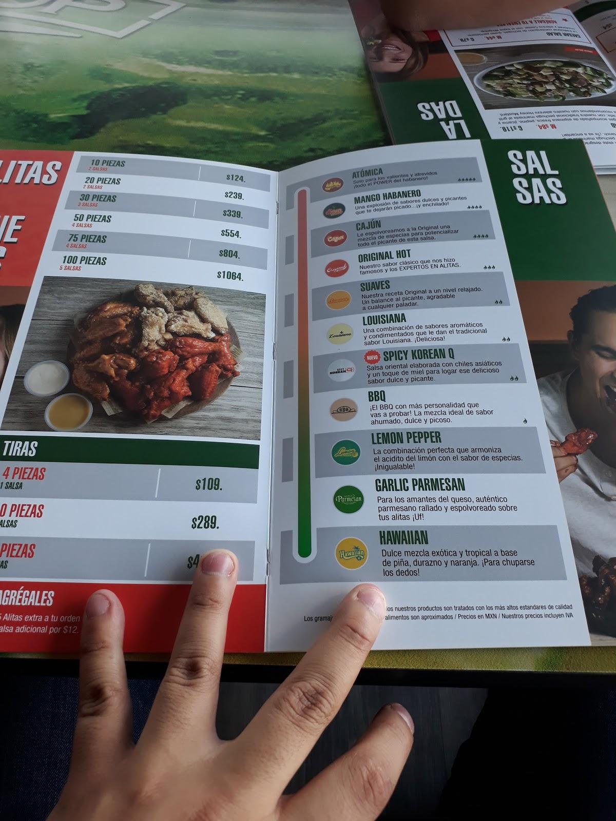 Carta del restaurante Wingstop Gomez Palacio, Gómez Palacio
