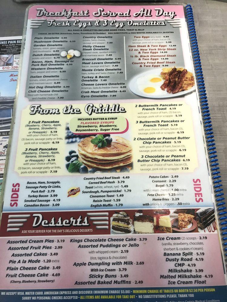 Menu at Americana Diner restaurant, Bechtelsville, 682 PA-100