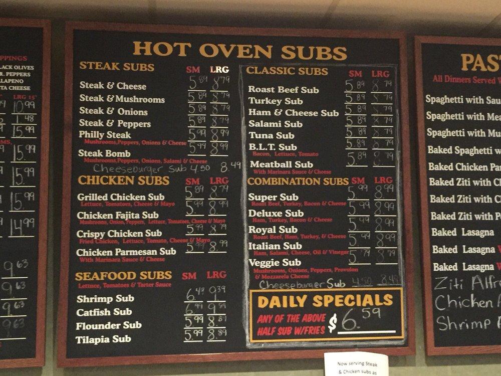 Menu at Mig's Pizza Castle pizzeria, Saluda