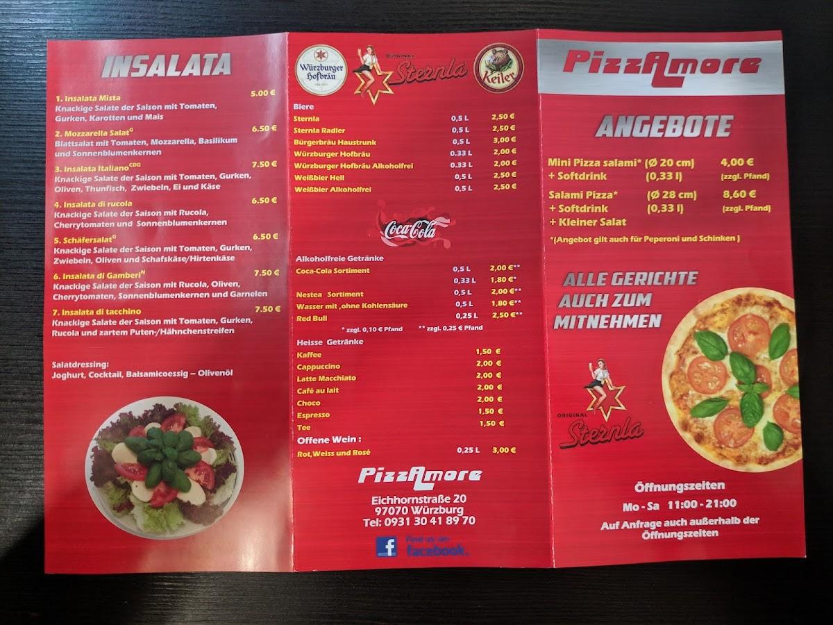 Menu at Pizzamore, Würzburg