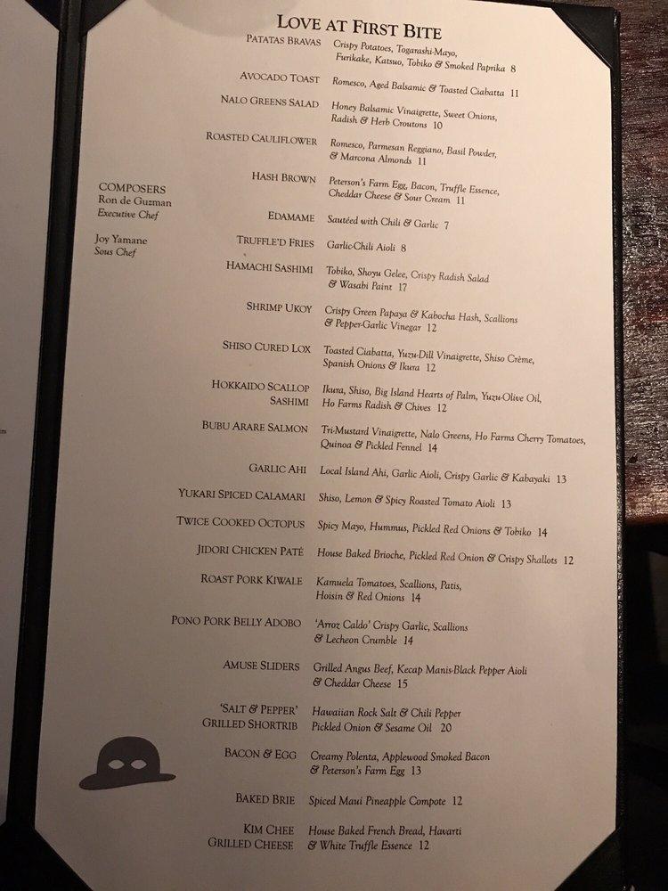 Menu at Amuse Wine Bar, Honolulu