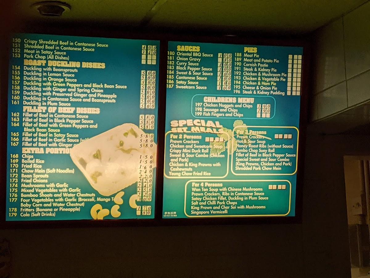 Menu at Lai Sing Delicious Food Centre pizzeria, Blackpool
