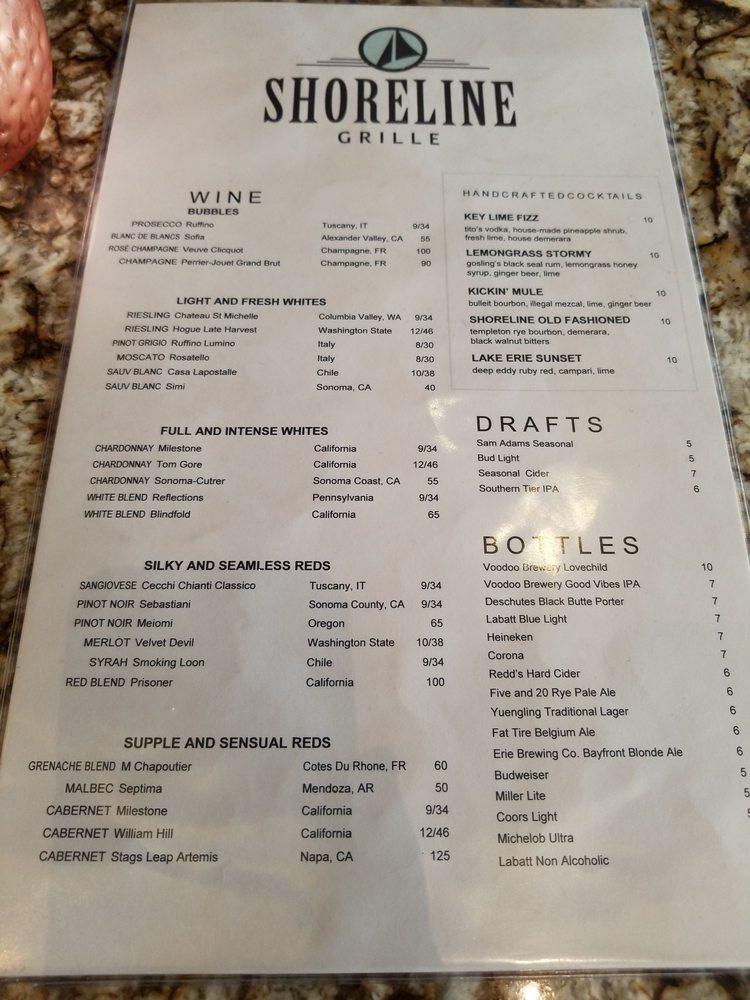 Menu at Shoreline Bar & Grille, Erie