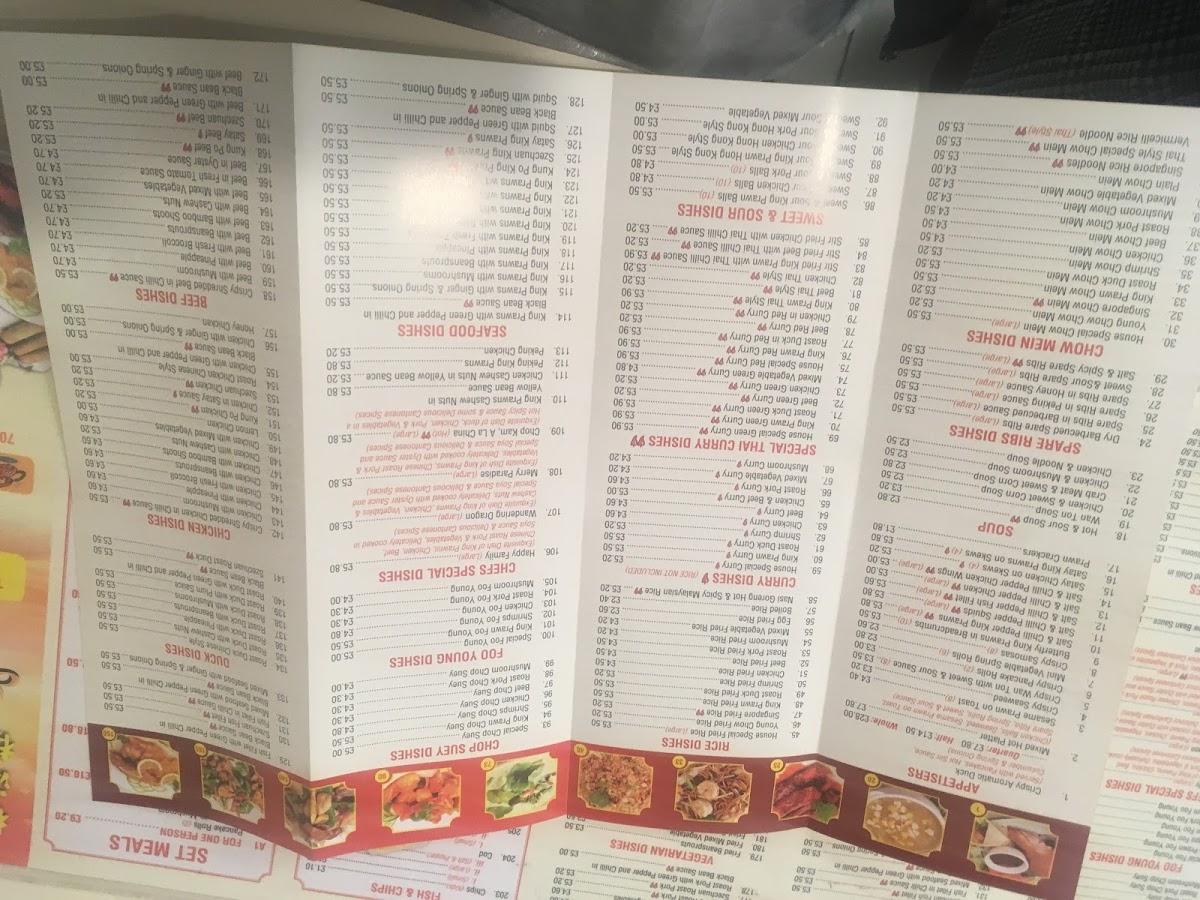 Menu at Sunlight Chinese Thai & Fish & Chips, Newmarket