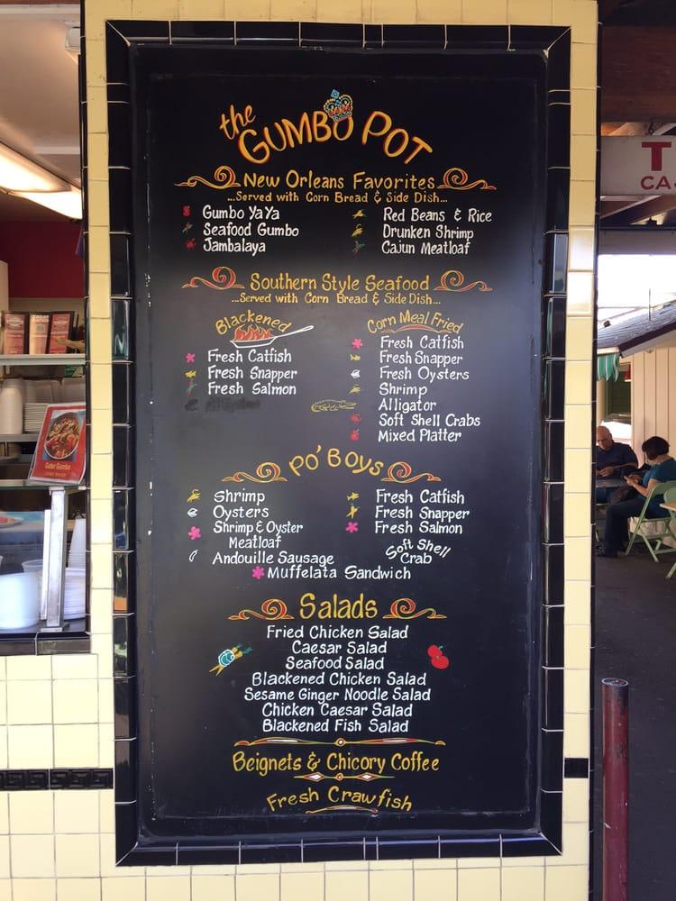 Menu at The Gumbo Pot restaurant, Los Angeles, Hollywood Blvd