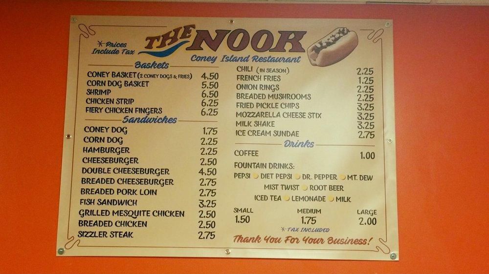 Menu at The NOOK restaurant, Columbia City