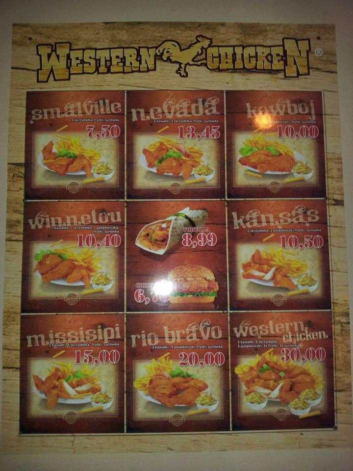 Menu at Western Chicken restaurant, Kielce