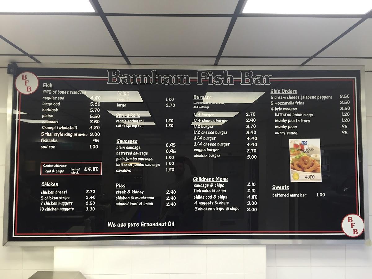Menu at Barnham Fish Bar, Bognor Regis