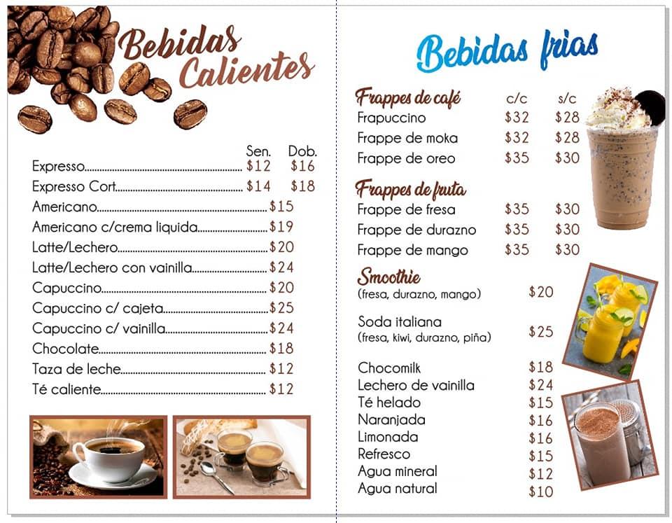 Menu at It's Coffee Time cafeteria, Villahermosa