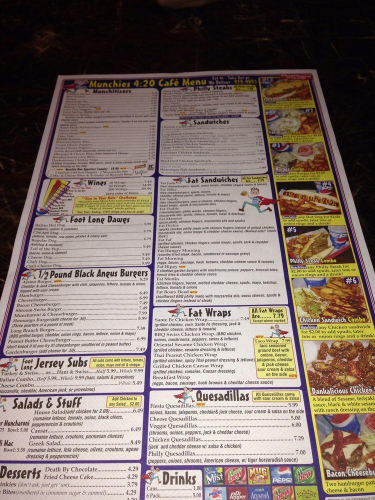 Menu at Munchies 420 Cafe, Sarasota