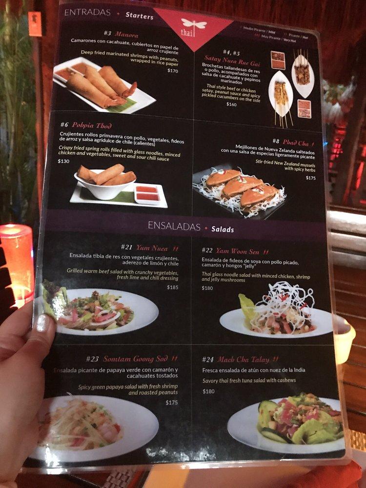 Menu at ElefanThai restaurant, Cancún, Km12.5