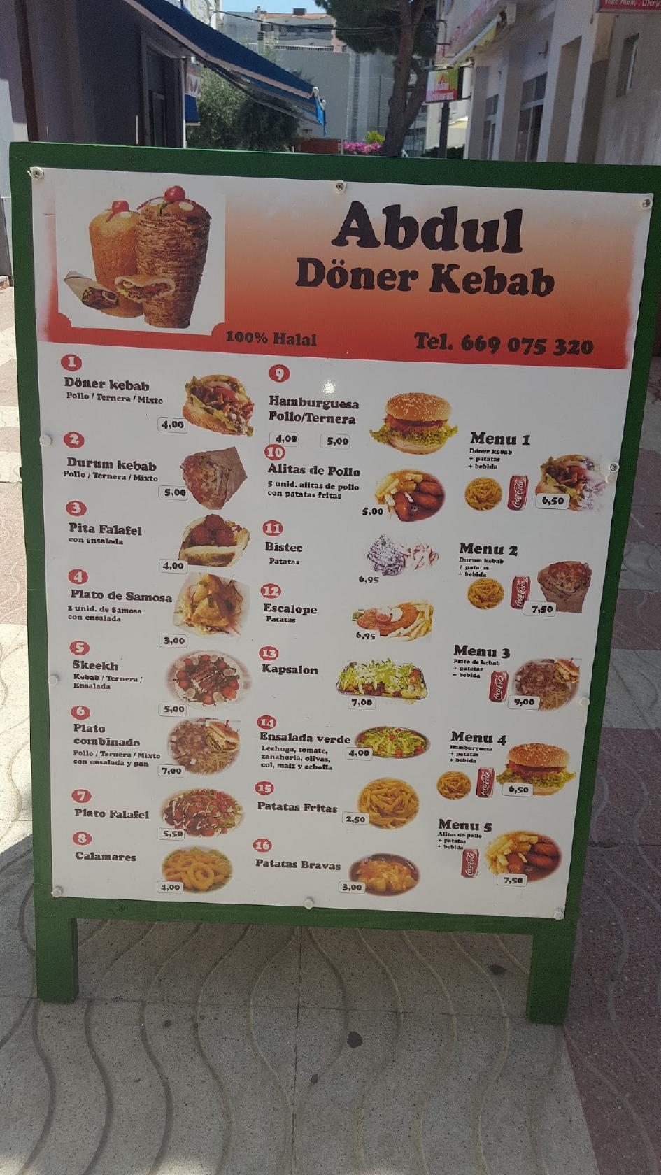 Carta de Abdul Doner Kebab, Estartit