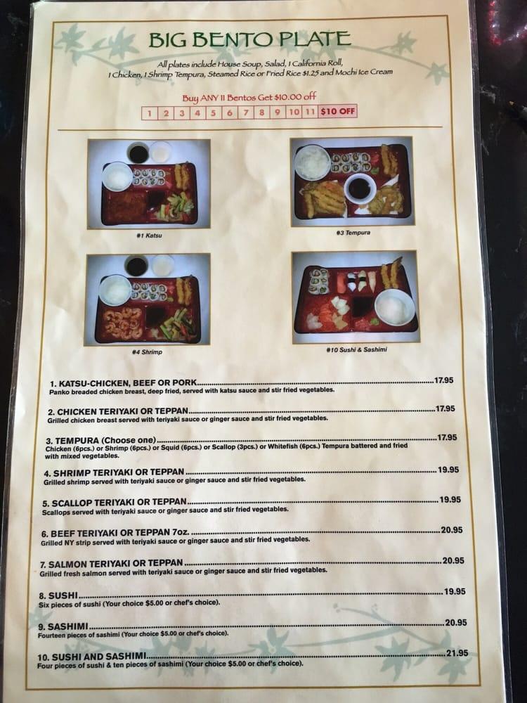 Menu at Asahi Japanese Restaurant and Sushi Bar, Orange City