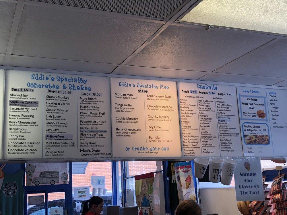 Menu at Eddie's Famous Frozen Custard desserts, Hammond, 412 W Thomas St