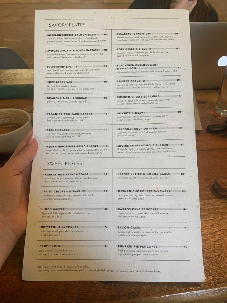 Carta de Hope Breakfast Bar - St. Paul, Saint Paul