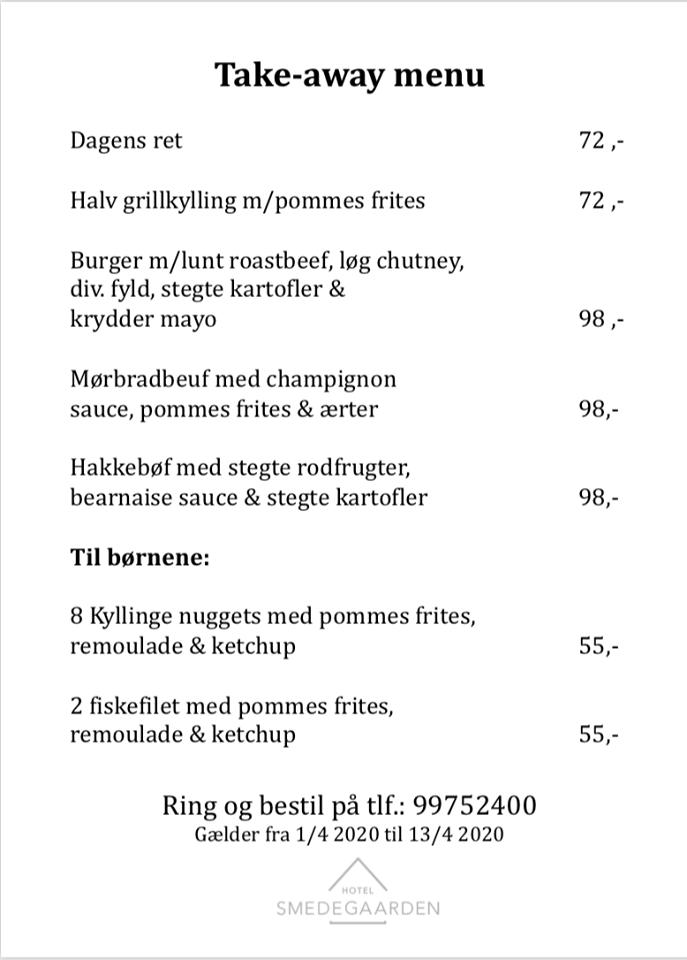 Menu at Hotel Smedegaarden, Lem